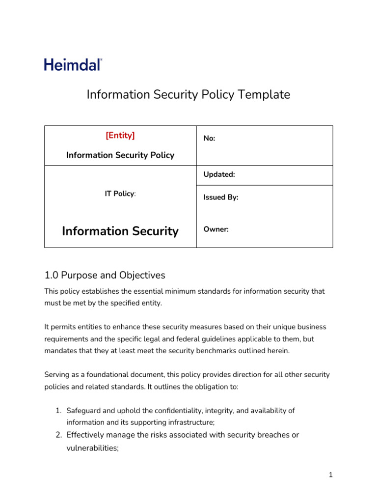 Information Security Policy Template | PDF | Information Security ... Information Security Policy Template | PDF | Information Security ...