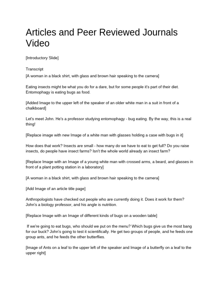 Articles and Peer Reviewed Journals Video | PDF