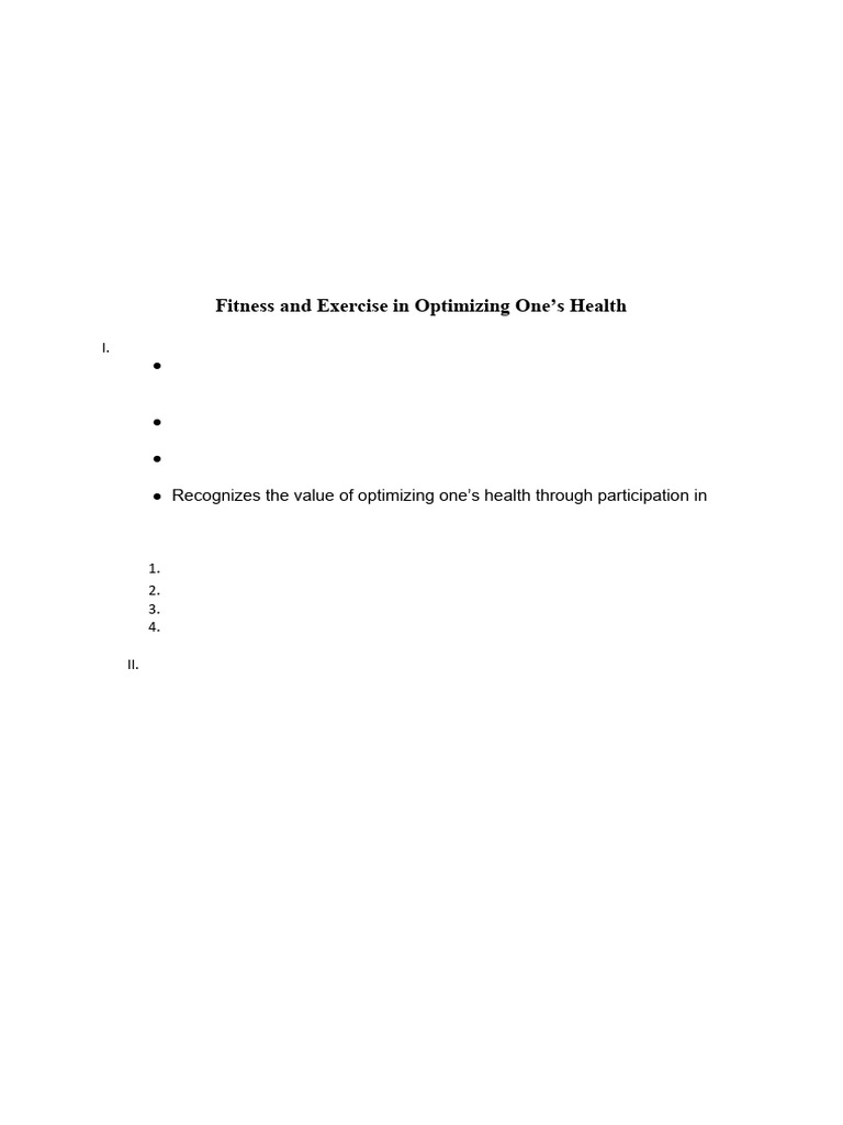 Fitness and Exercise in Optimizing One's Health: Learning Activity ...