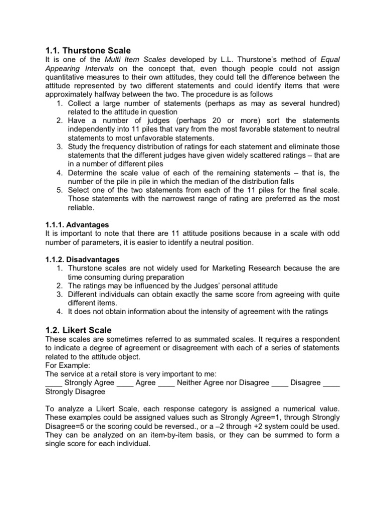 Thurstone Scale | PDF | Likert Scale | Cognition