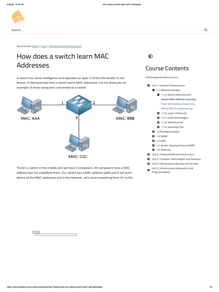 1.how Does A Switch Learn MAC Addresses | PDF