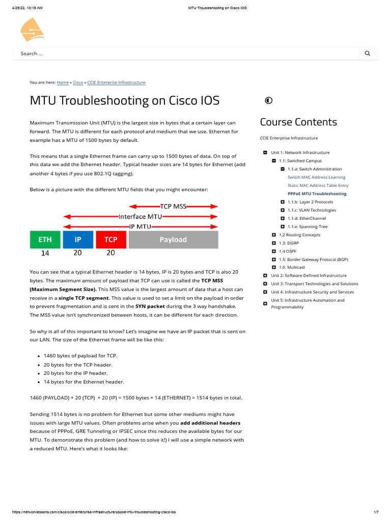 3.MTU Troubleshooting On Cisco IOS | PDF