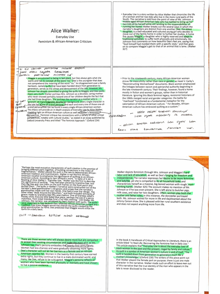 Alice Walker Everyday Use Feminism & African American Criticism | PDF