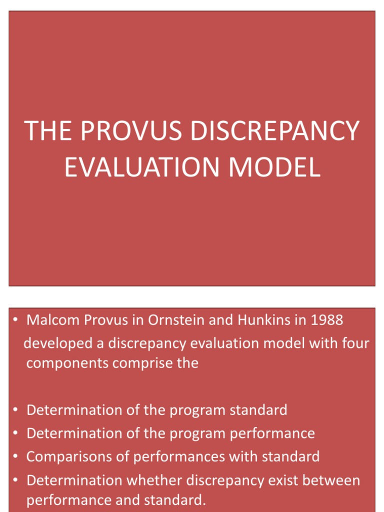 Provus Discrepancy Evaluation Model | PDF | Evaluation | Information