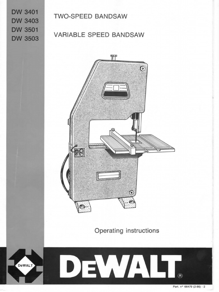 DeWalt Bandsaw Manual DW 3401 3501 | PDF