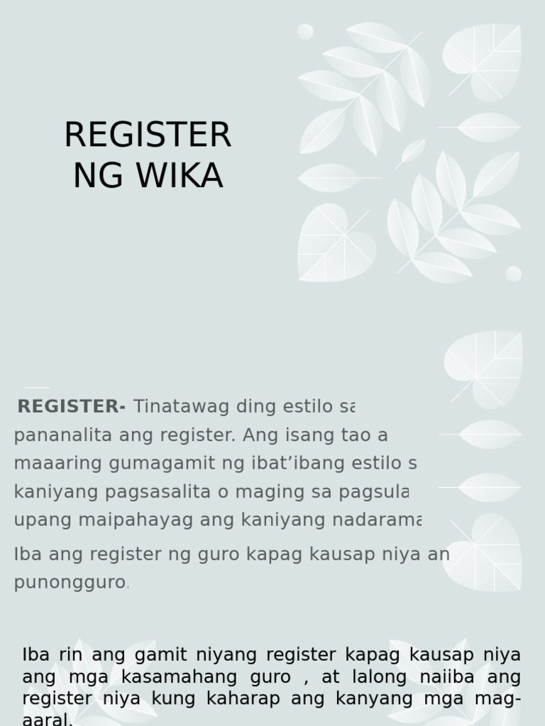 Register NG Wika | PDF