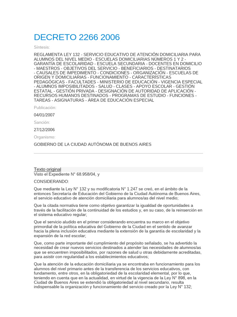 Decreto 2266 2006 | PDF