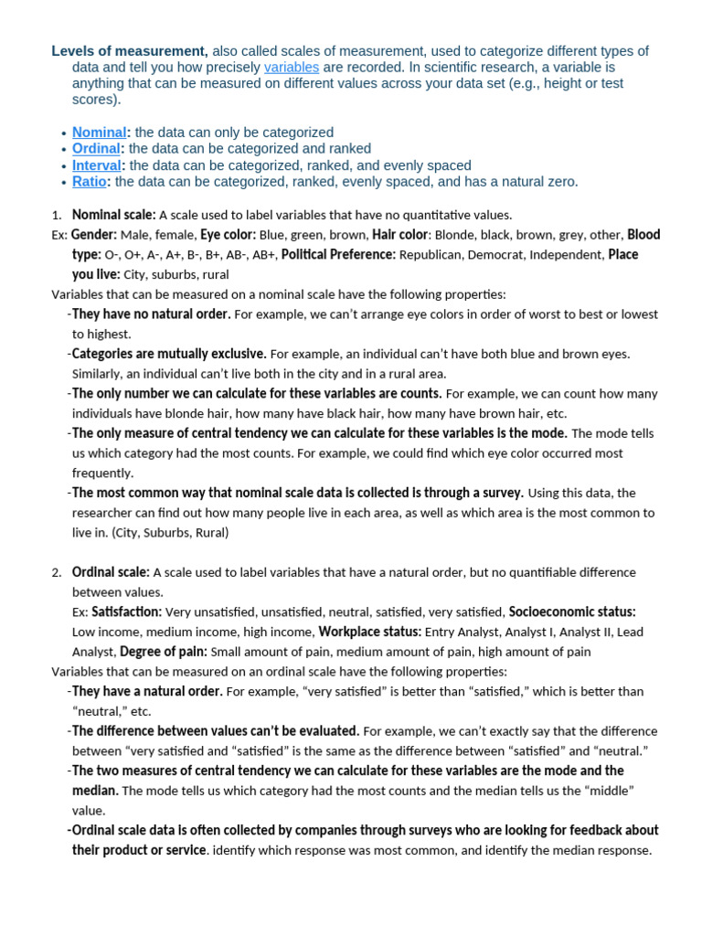 QUILANG, TRICIA Q. - Levels of measurement | PDF