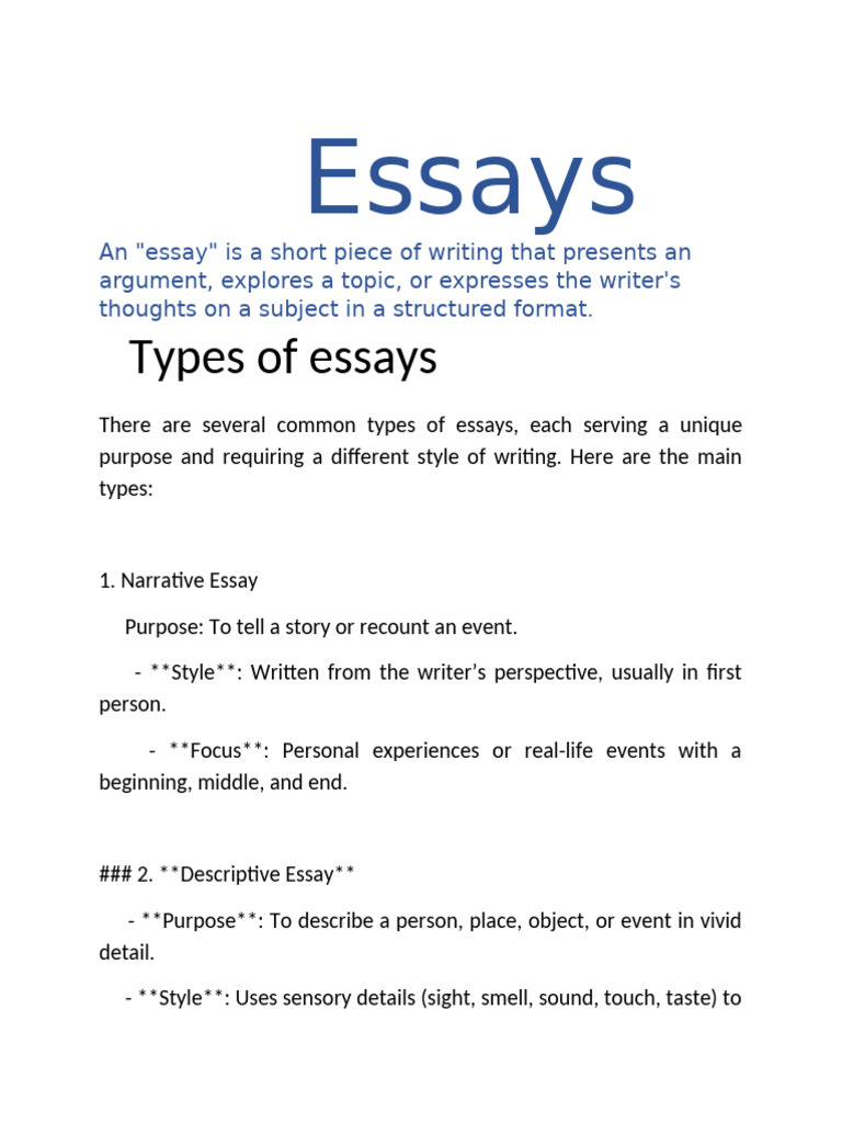 Essays and Types | PDF