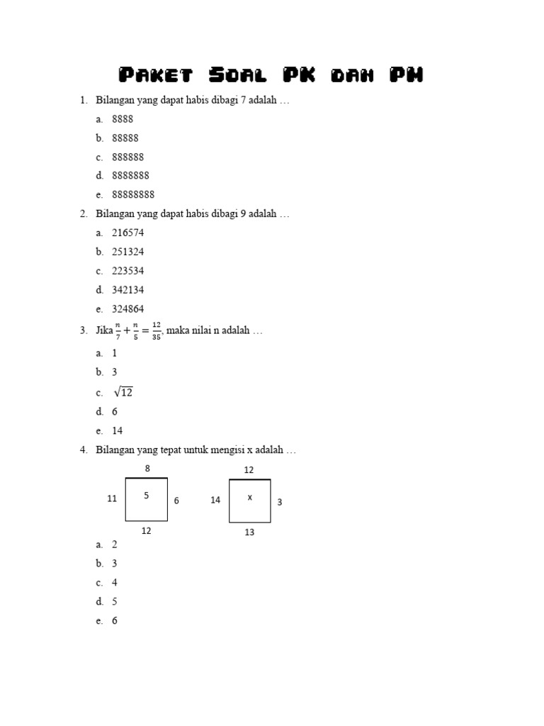 Paket Soal PK Dan PM | PDF