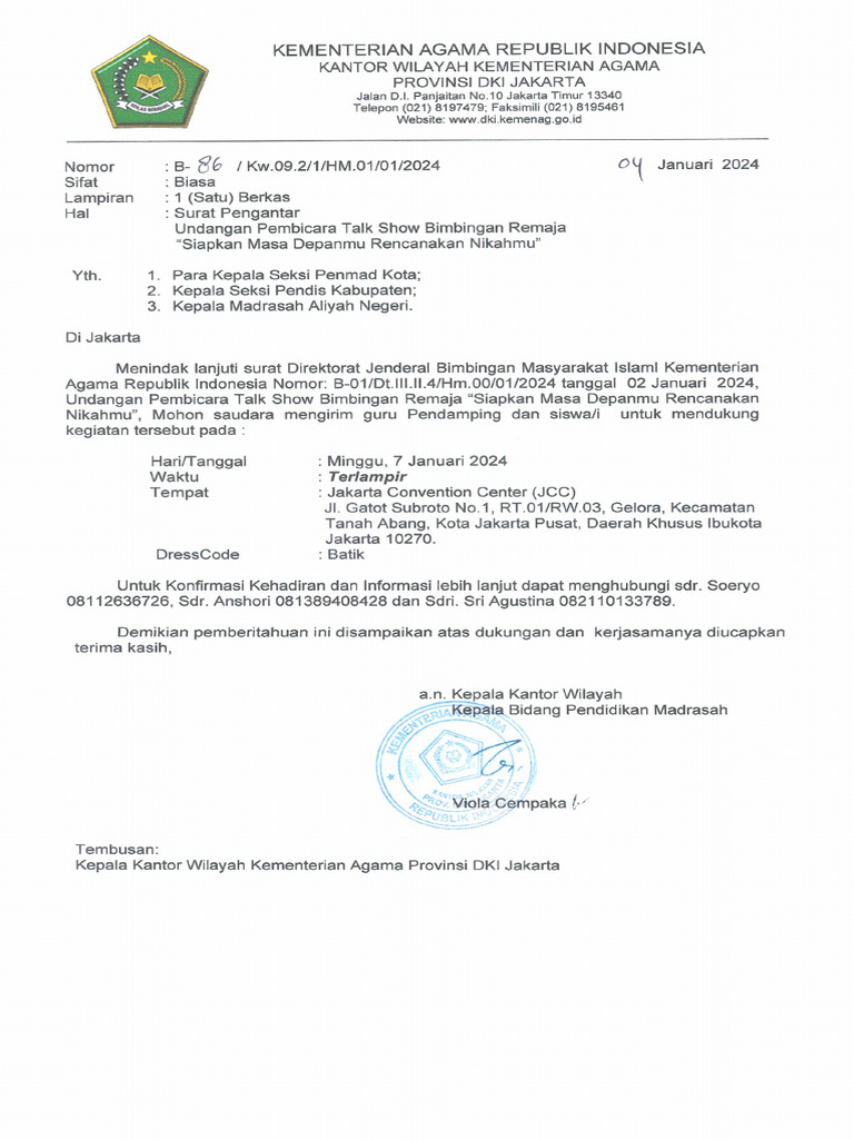 Surat Pengantar Undangan Talk Show | PDF