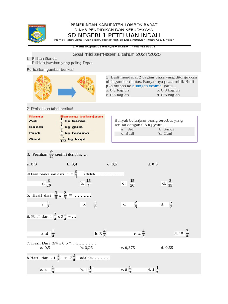 Soal Matematika Kelas 6 Bu Suji Kumer | PDF