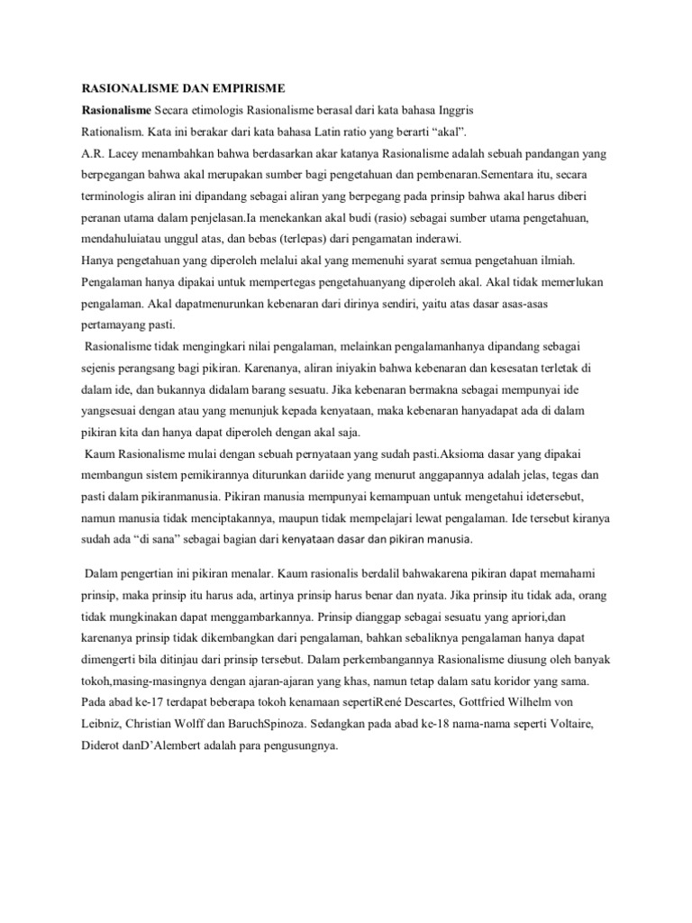 Rasionalisme Dan Empirisme | PDF | Filsafat