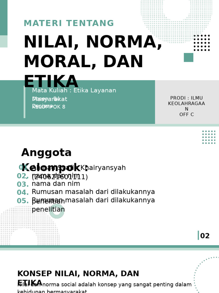 Materi Tentang Nilai, Norma, Moral, Dan Etika. | PDF
