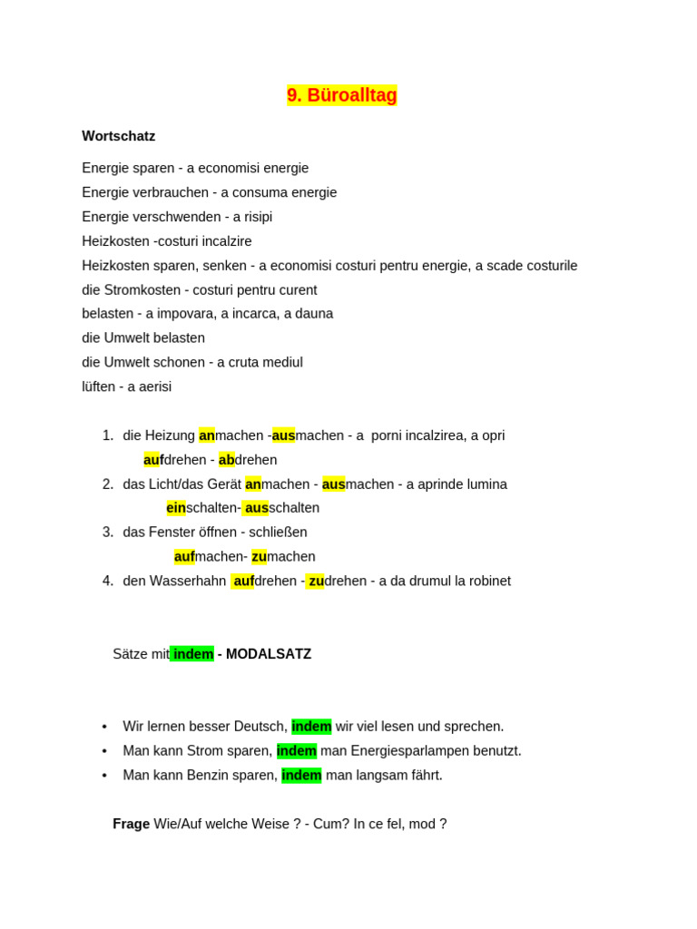 Lektion 9. Büroalltag | PDF