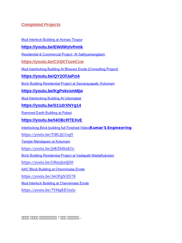Completed Projects Links | PDF