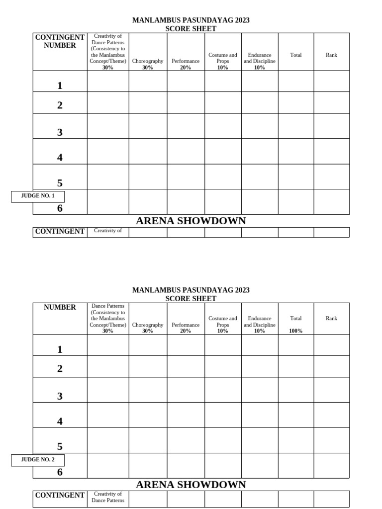 Score Sheet | PDF
