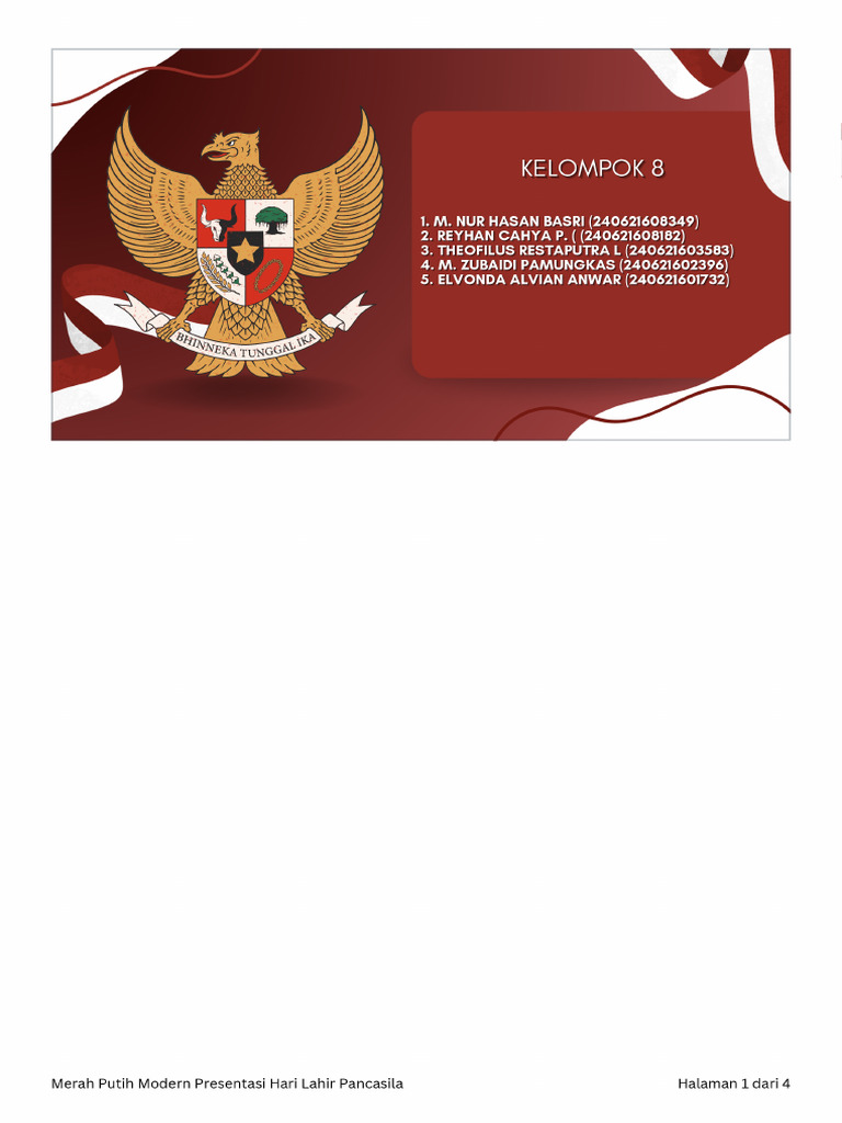 Merah Putih Modern Presentasi Hari Lahir Pancasila | PDF