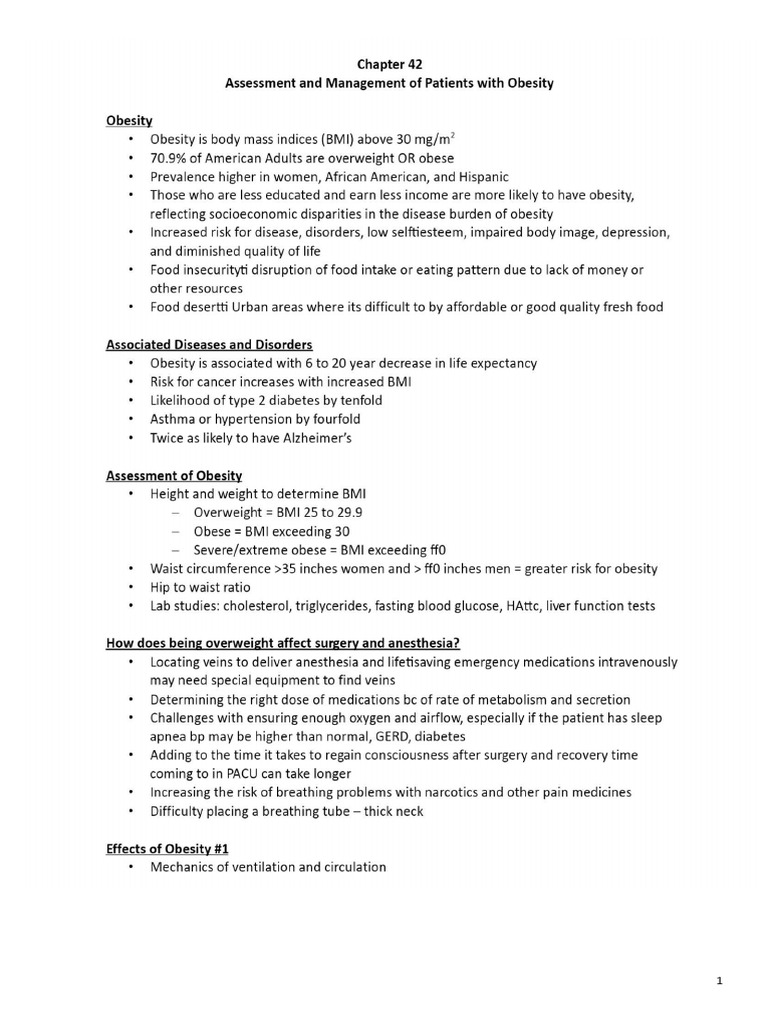 Chapter 42 Assessment and Management of Patient With Obesity | PDF