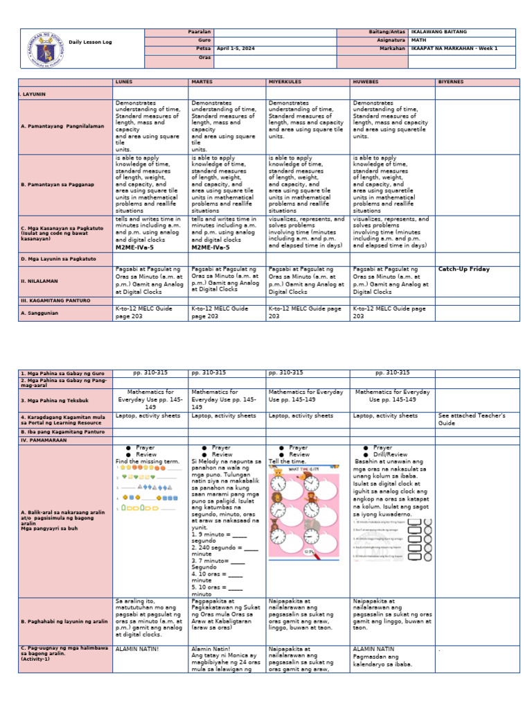 Q4-Week1-Dll-Math 2 | PDF