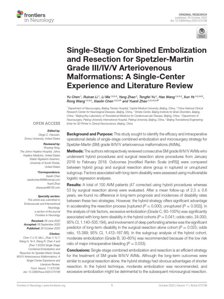 Single-Stage Combined Embolization and Resection F | PDF