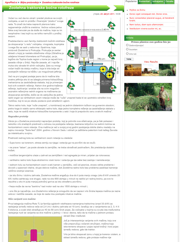 Zootehna Traktorske Bočne Rotofreze - AgroPlod - Rs | PDF