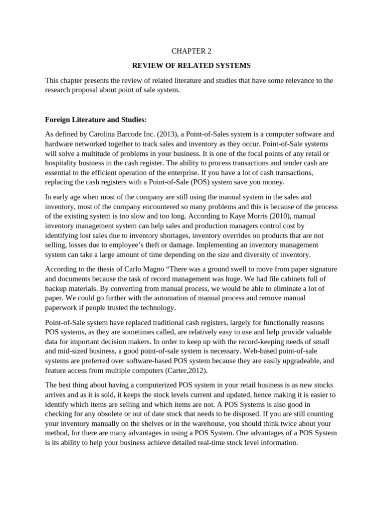 Review of Related Systems | PDF | Point Of Sale | Inventory