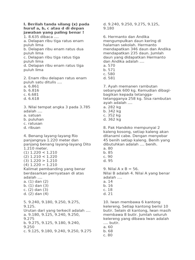 PTS Smester 1 Kumer | PDF