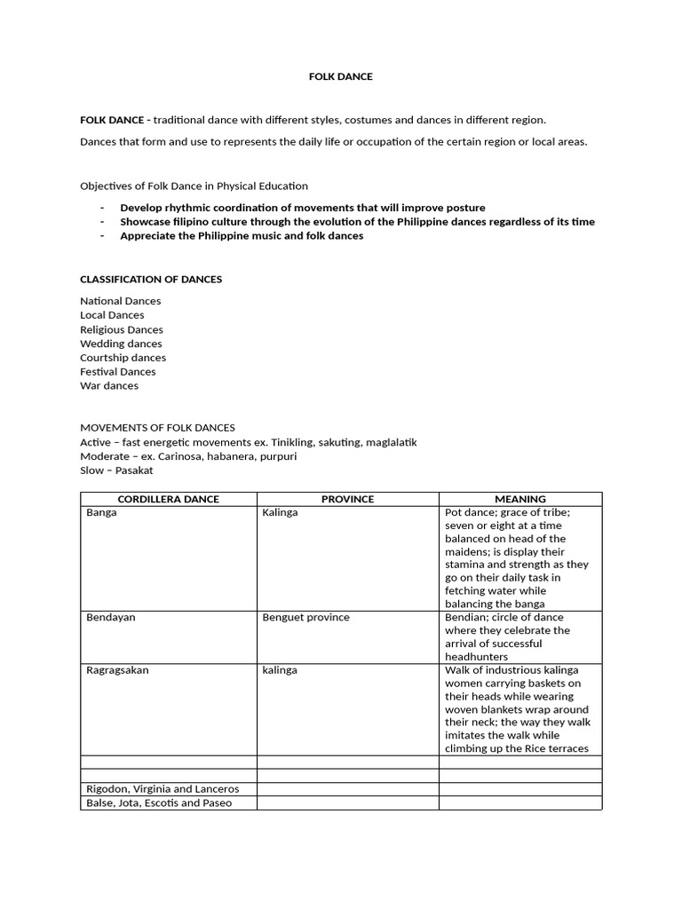 FOLK DANCES Lesson | PDF