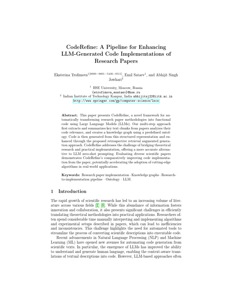 A Pipeline for Enhancing LLM-Generated Code Implementations of Research ... A Pipeline for Enhancing LLM-Generated Code Implementations of Research ...