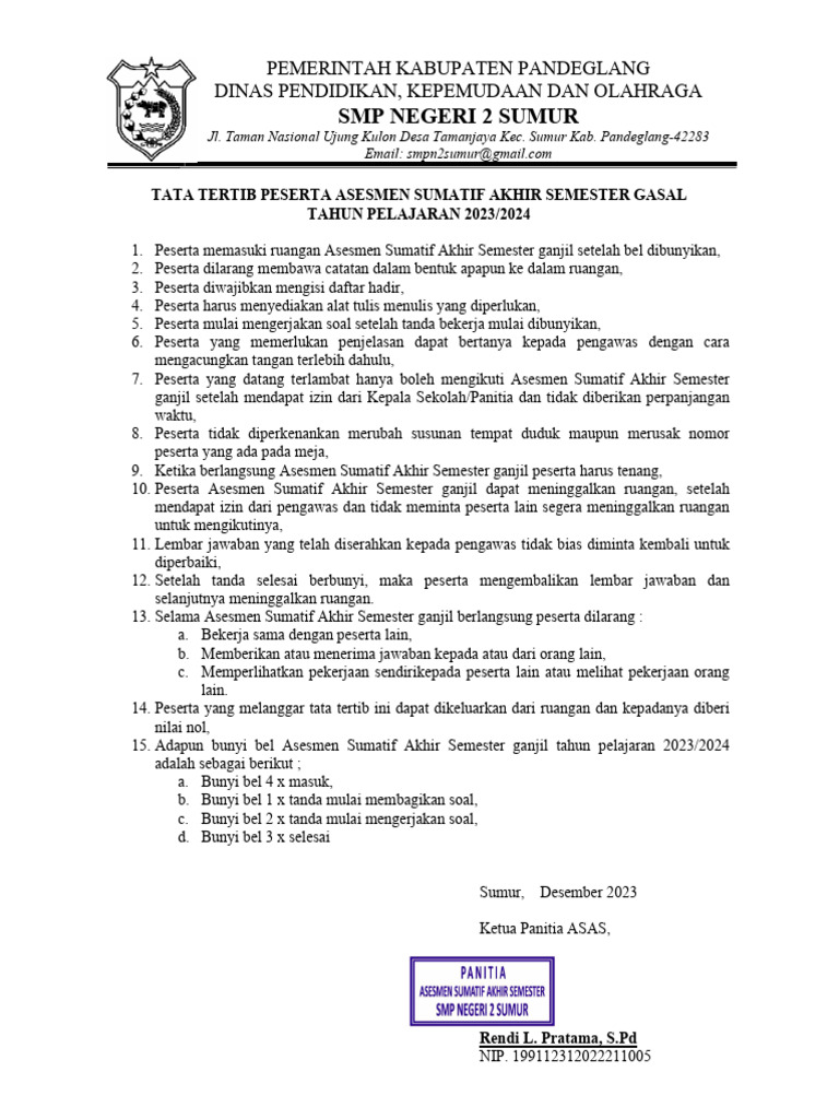 Tata Tertib Peserta Asas 2023-2024 | PDF