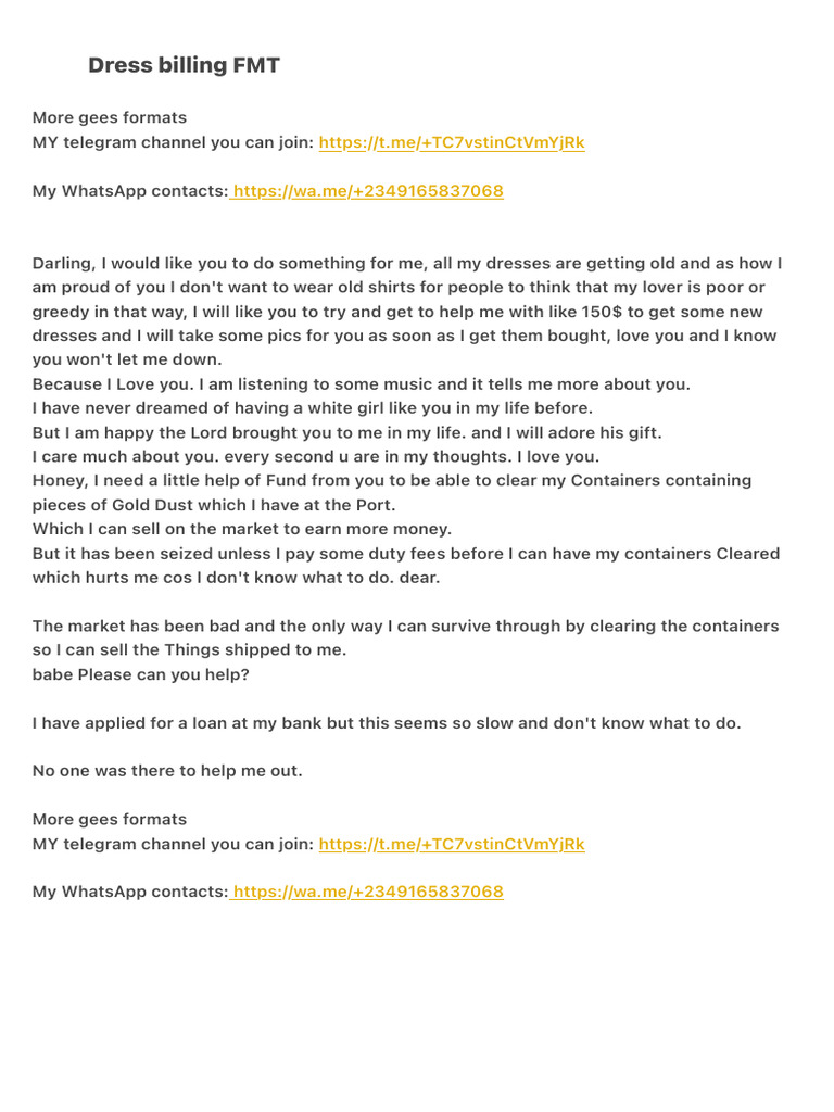 Dress Billing FMT | PDF