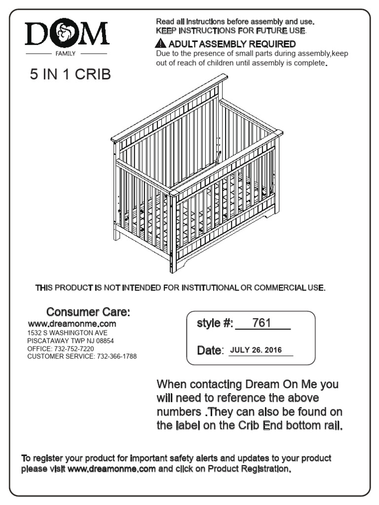 761 Chesapeake 5-In-1 Convertible Crib Manual | PDF