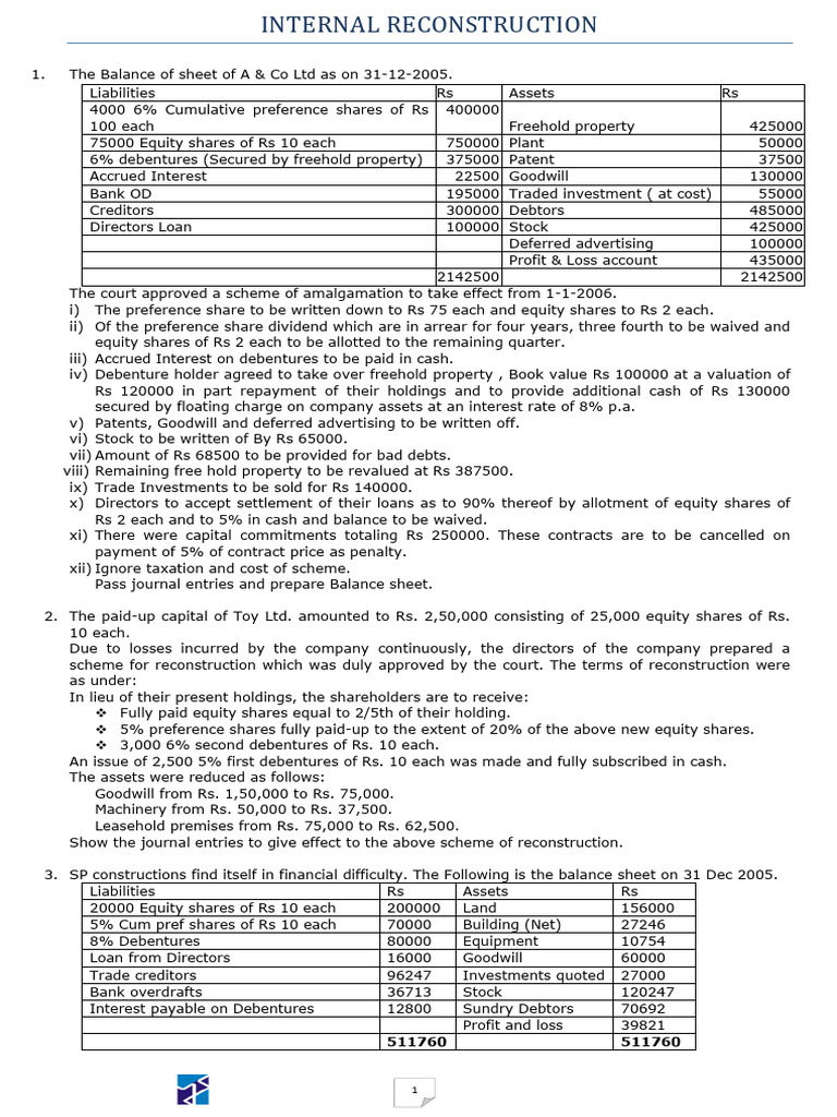 1.internal Construction - 012813 | PDF | Equity (Finance) | Finance ...