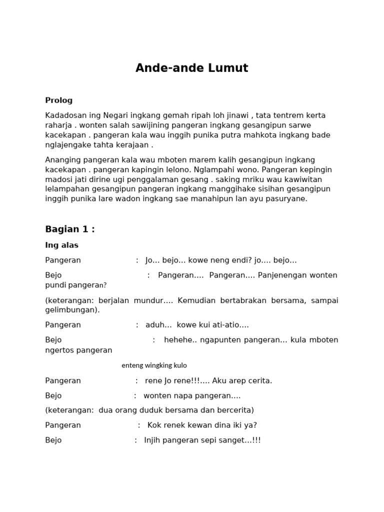Naskah Ande Ande Lumut | PDF | Griya & Taman