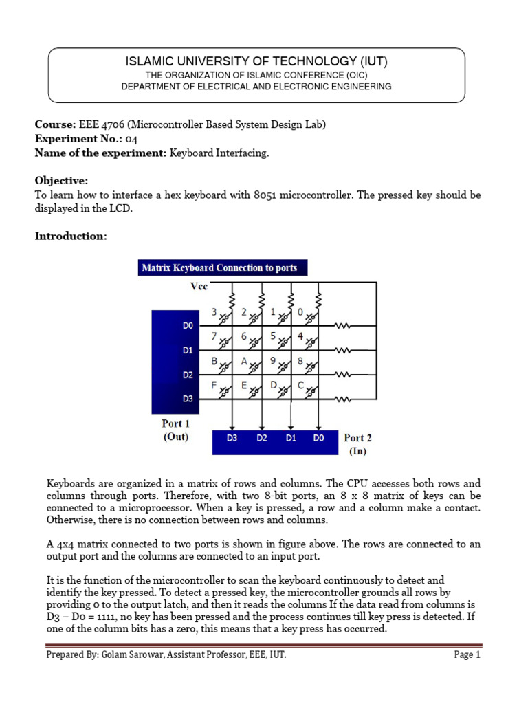 EEE 4706 Lab 4 Keypad Interfacing | PDF