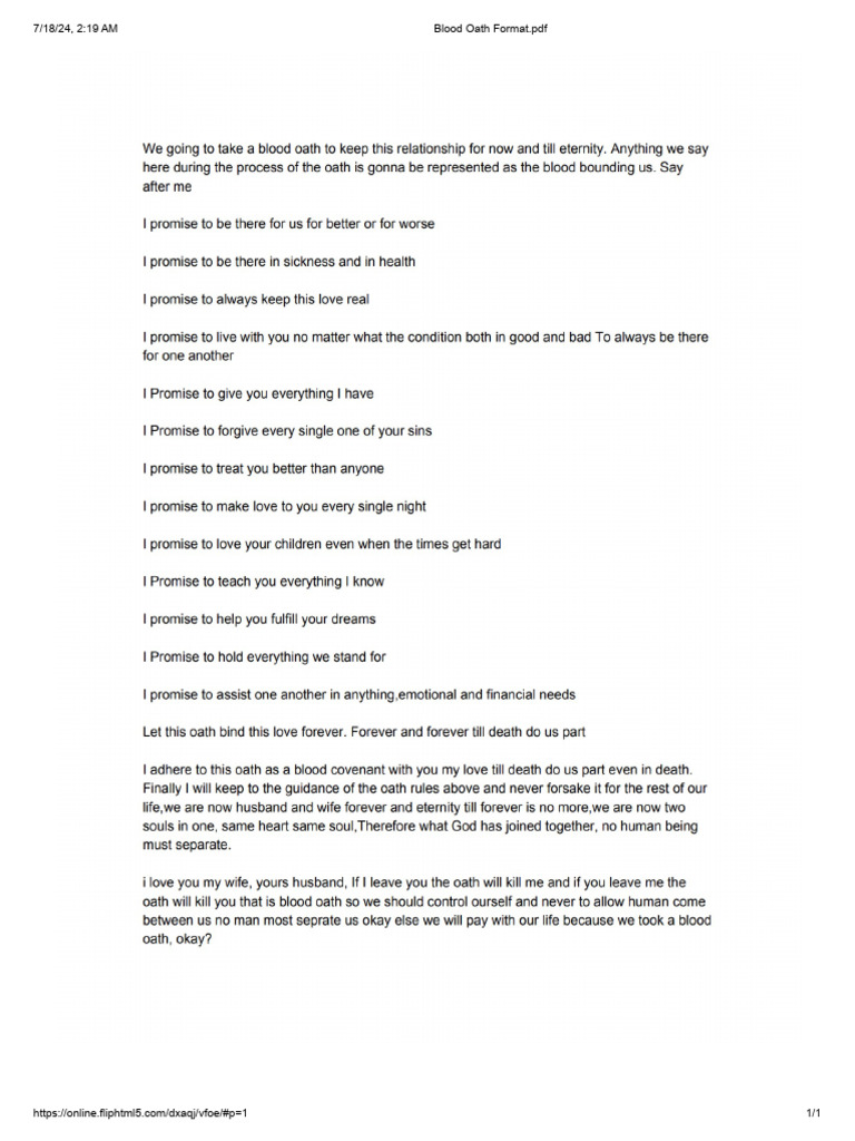 Blood Oath Format | PDF