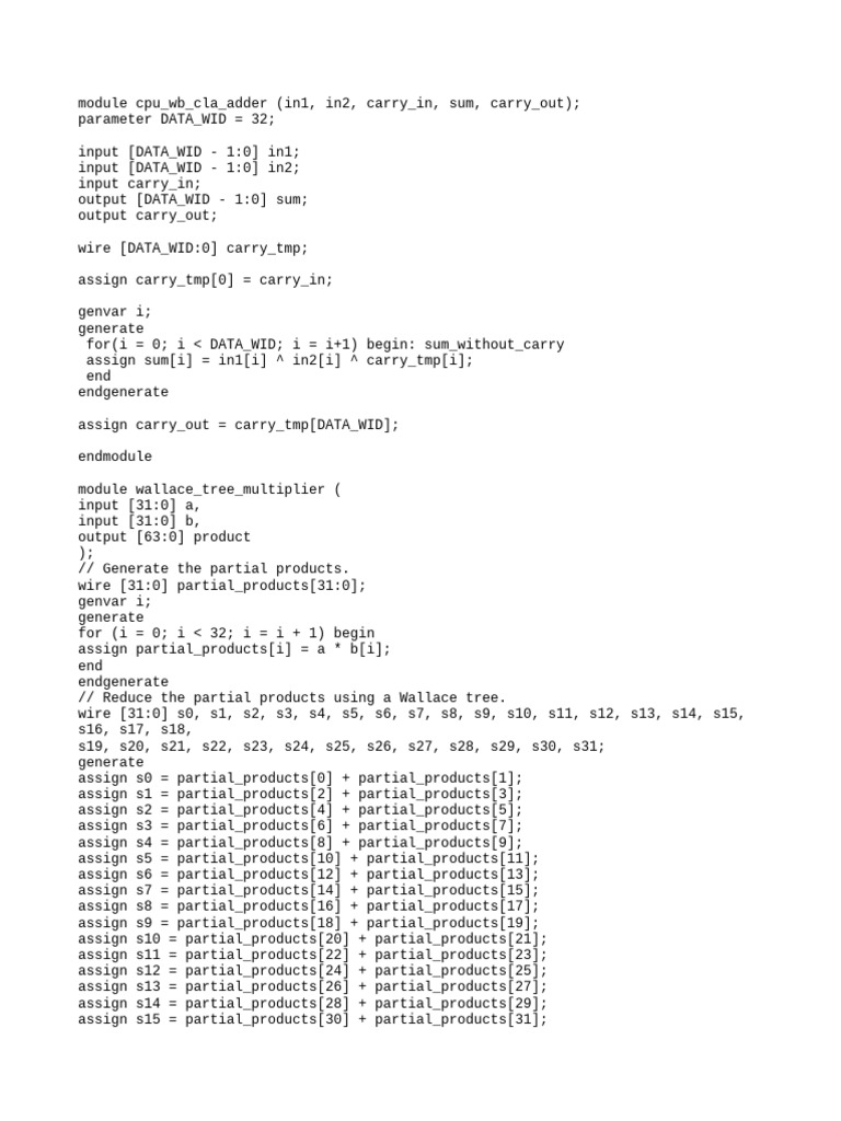 Corrected Wallace - Tree - Multiplier | PDF