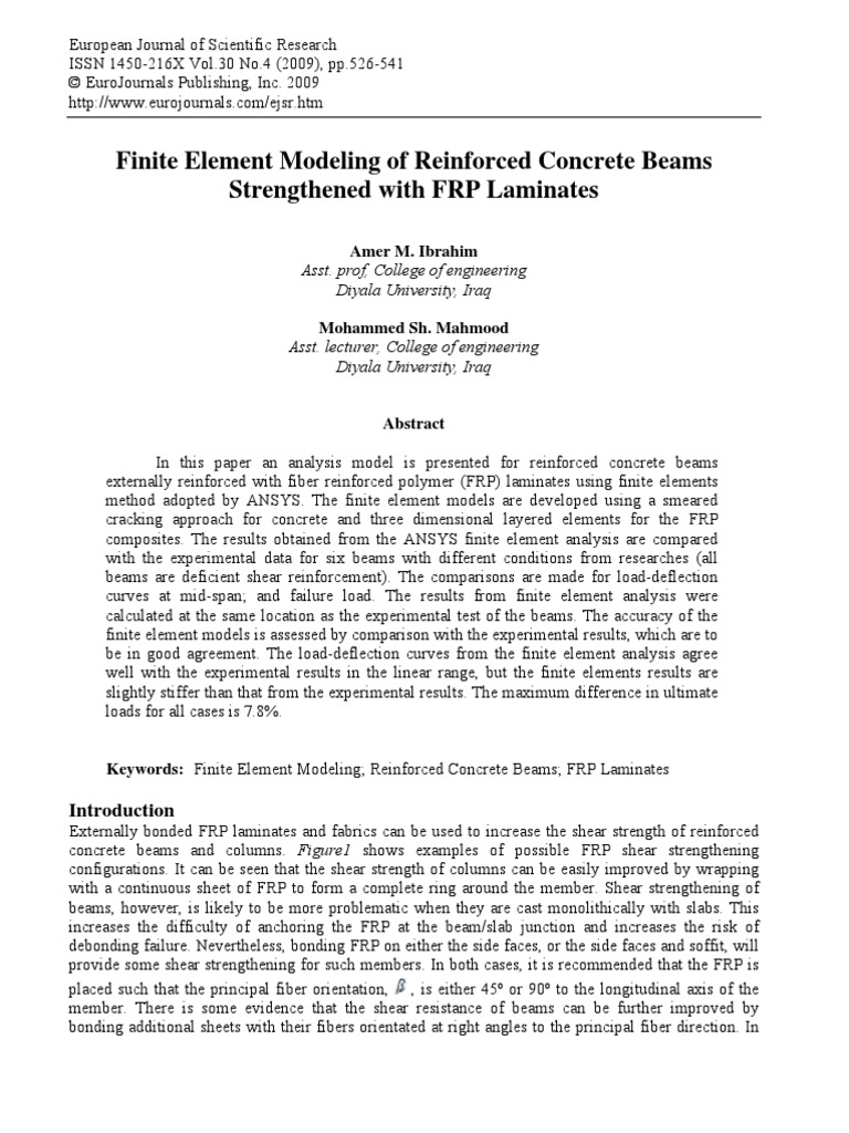 Finite Element Modeling Of Reinforced Concrete Beams Strengthened With