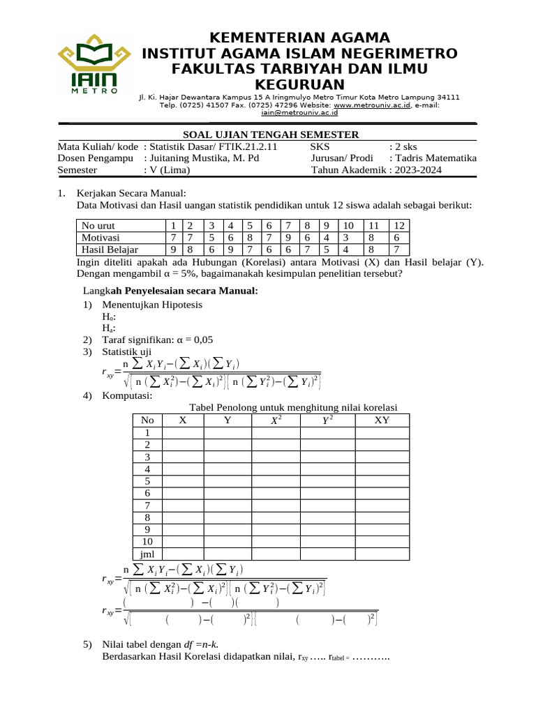 Soal Uts Stadas Absensi Nomor 1 | PDF