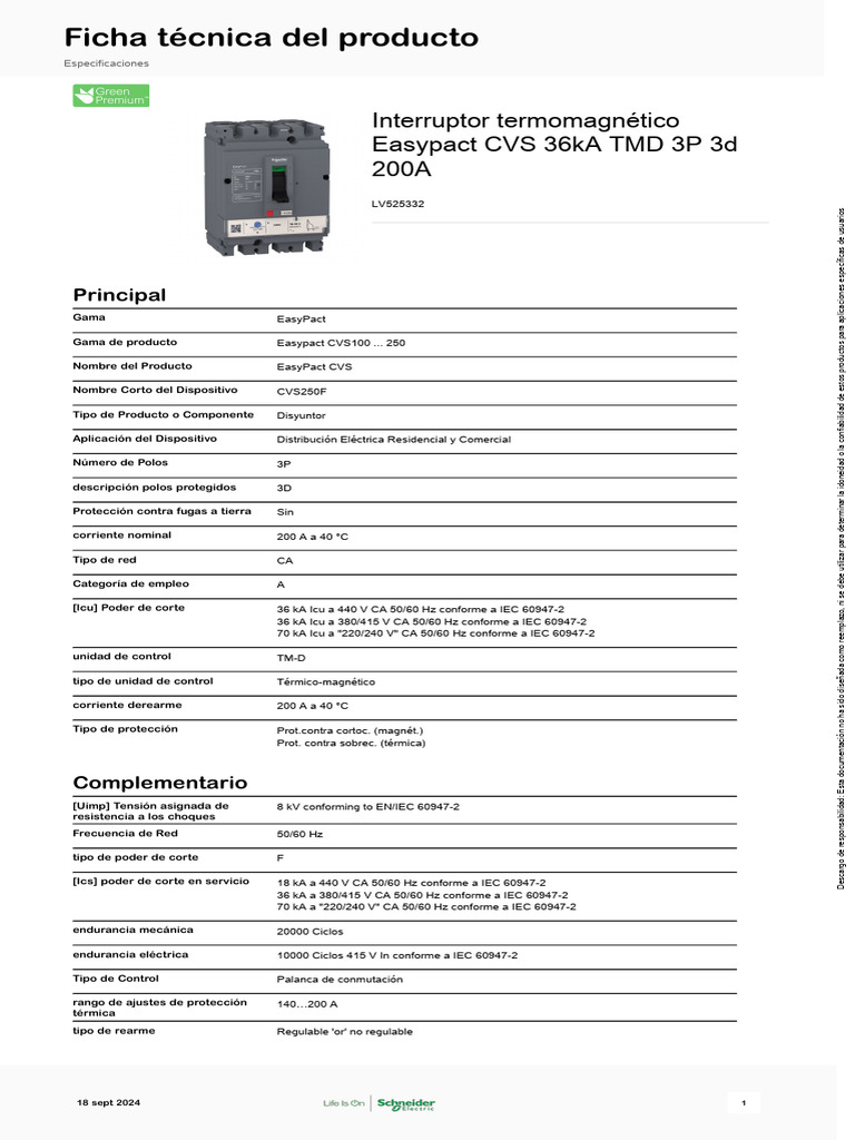 Schneider Electric - EasyPact-CVS - LV525332 | PDF