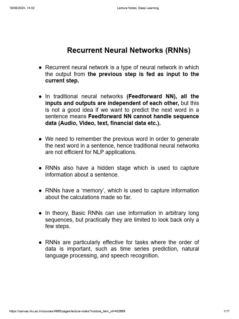 Lecture Notes Deep Learning Pdf