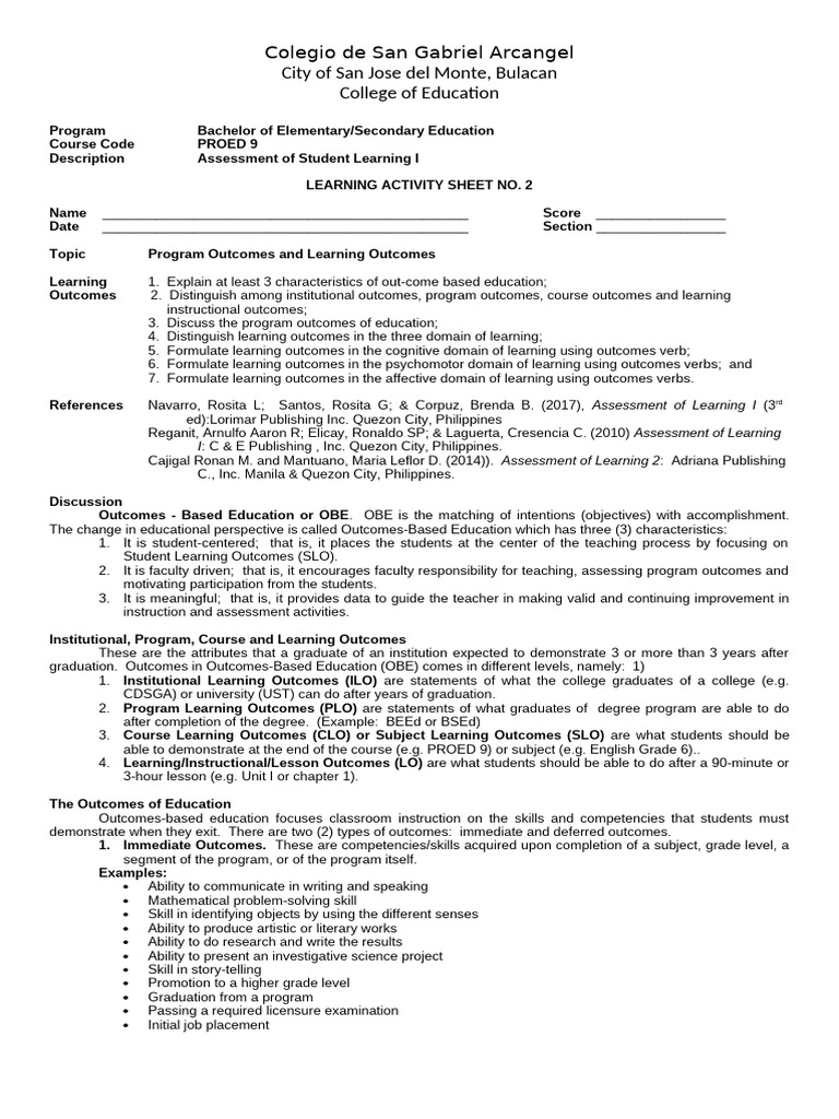 Learning Sheet No. 2 | PDF | Learning | Cognition