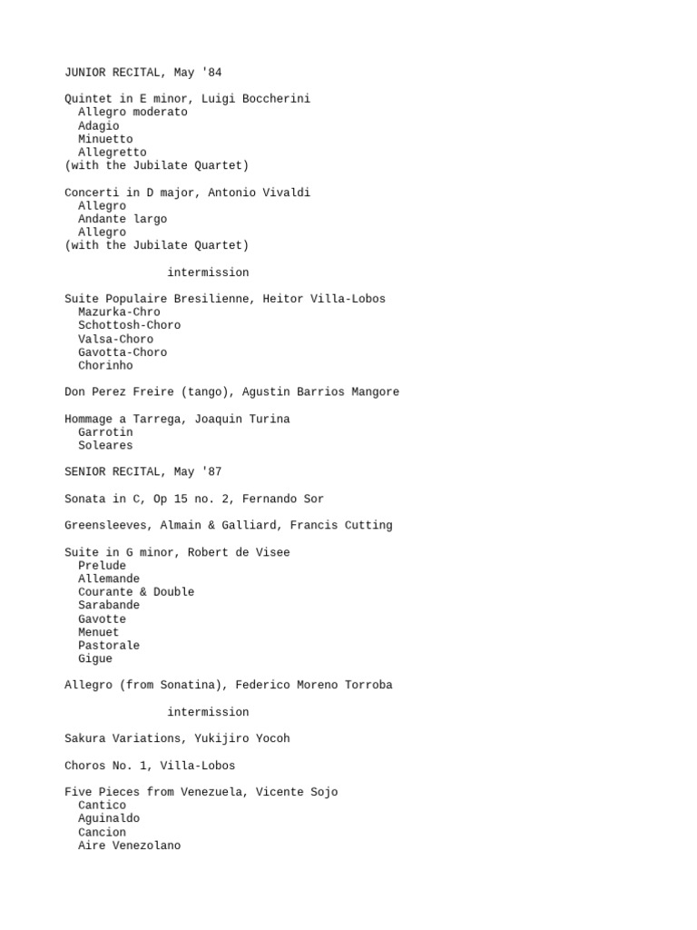 University Recital Programs | PDF | Art