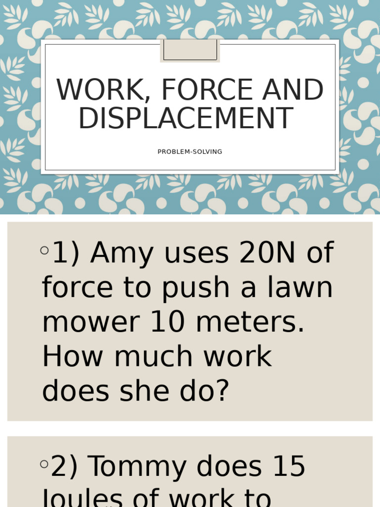 Work, force and displacement | PDF