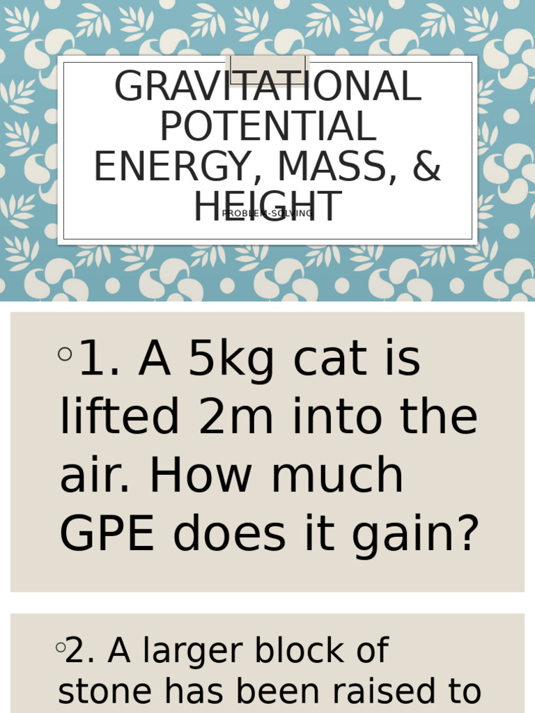 Gravitational Potential Energy, Mass, & Height | PDF