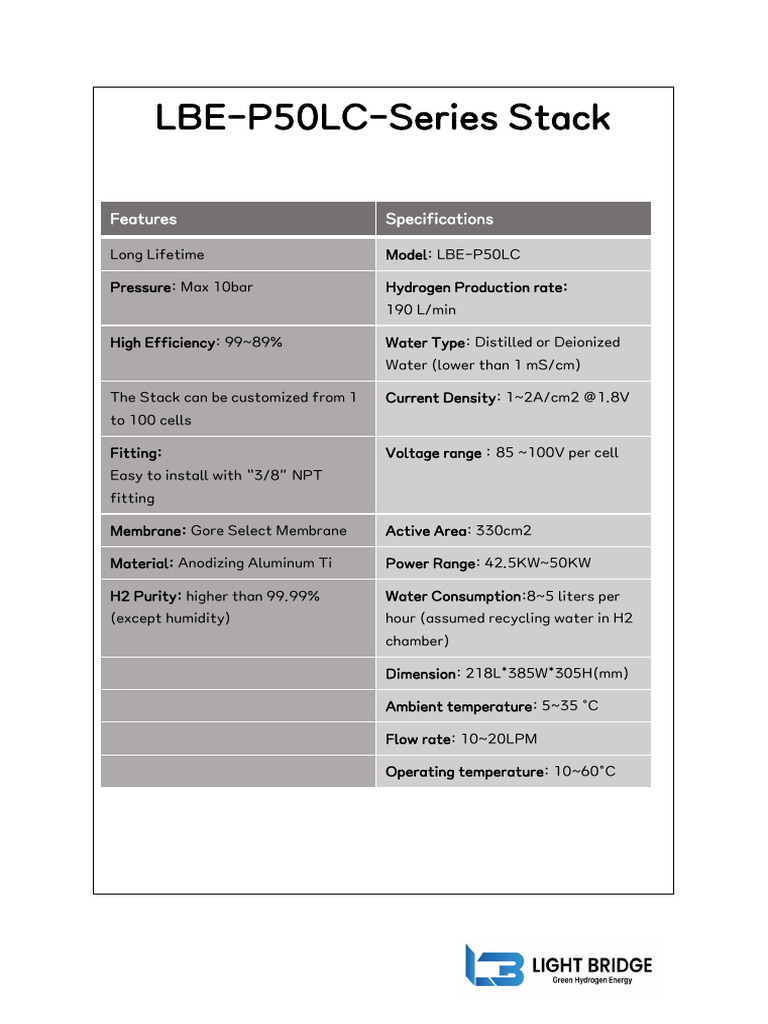 LBE-P50LC Product Specification | PDF