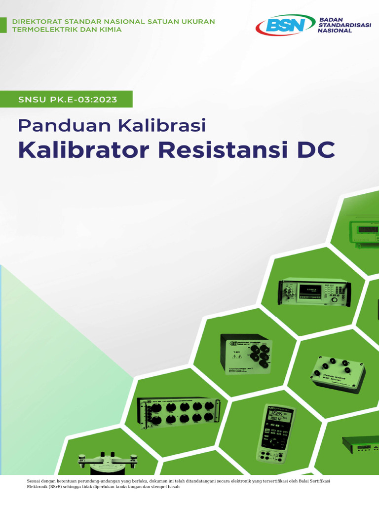 SNSU PK.E-03 2023 Panduan Kalibrasi Kalibrator Resistansi DC | PDF
