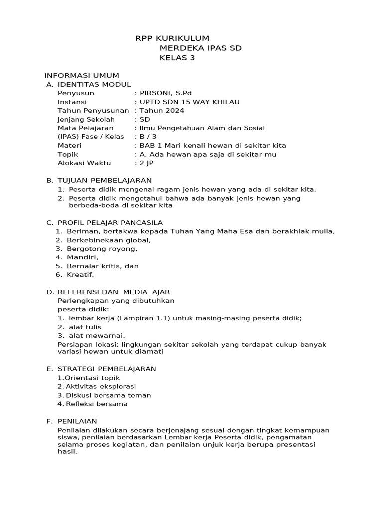 RPP Pirsoni Ipas KLS 3 | PDF