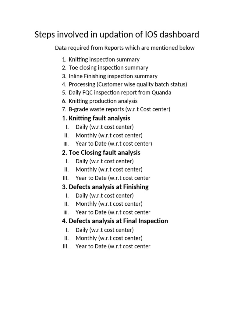 Steps Involved in Updation of IOS Dashboard | PDF